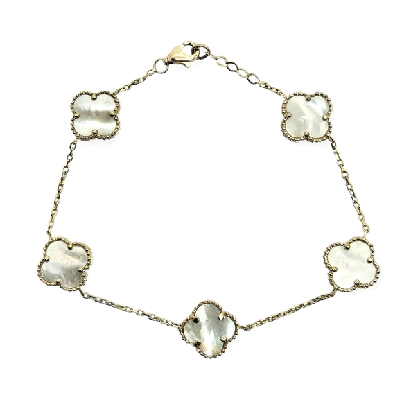 Stampd | Jewelry | 4k Ladies Yellow Gold Mother Of Pearl Clover ...